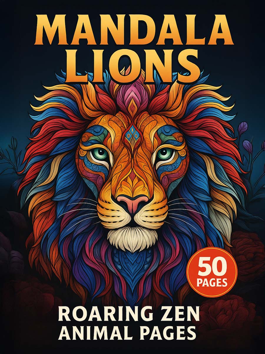 Mandala Lions – 50 Roaring Zen Animal Pages | Coloring Page Store